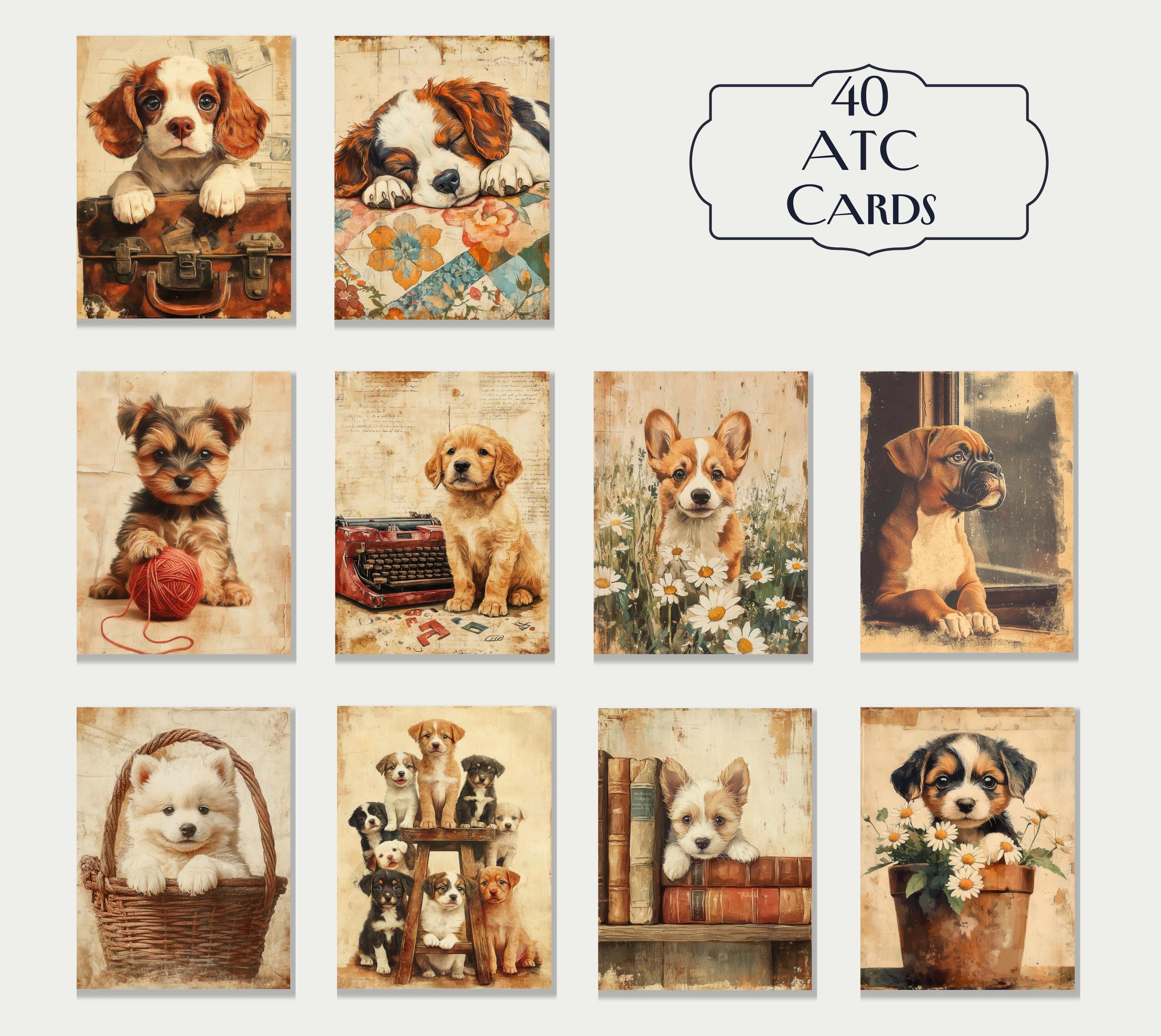40 Puppies Junk Journal Kit, Printable Dog Ephemera Pages, Cute Puppy ...