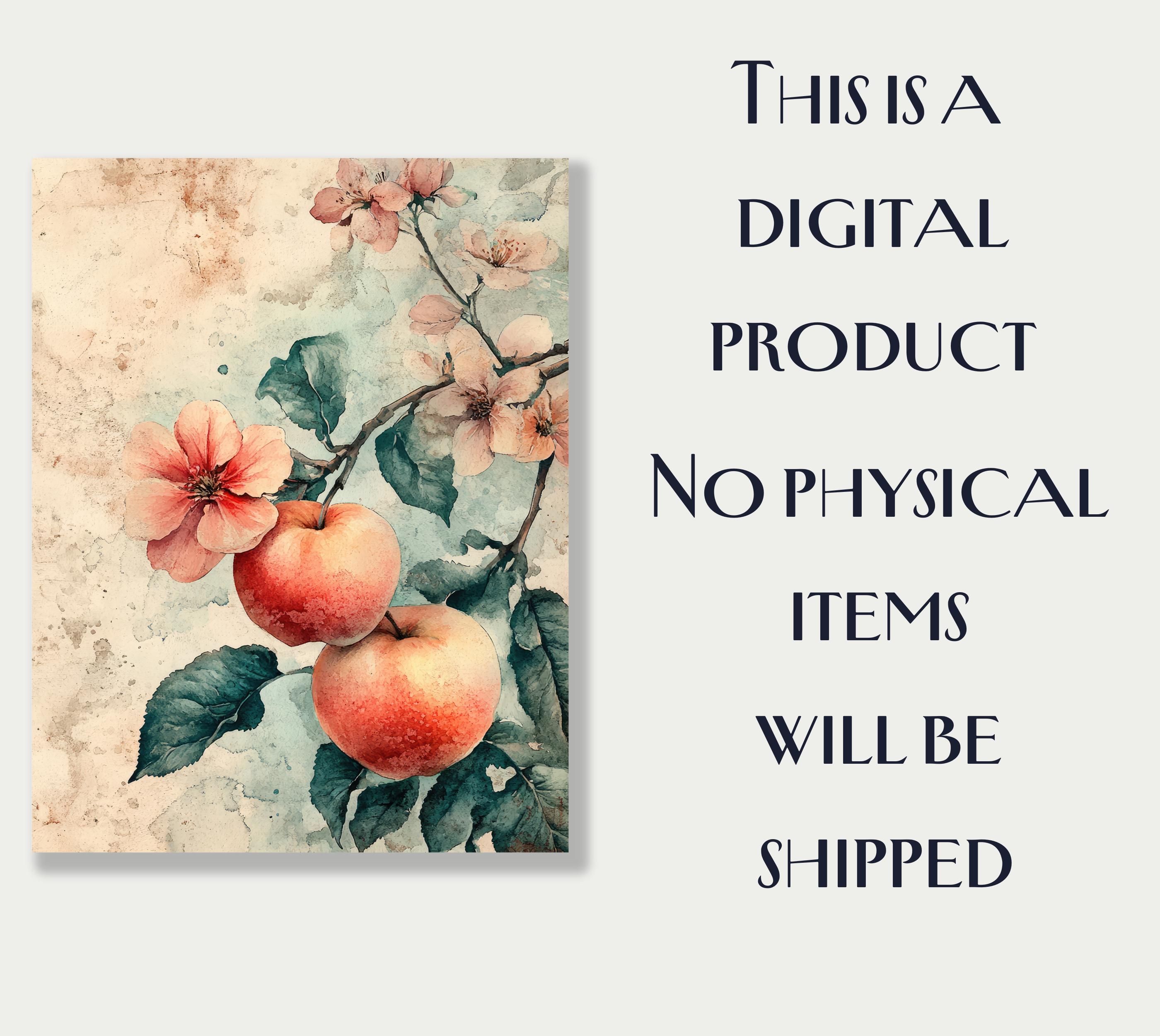 100 Apples Junk Journal Kit, Vintage Orchard Digital Papers, Botanical ...