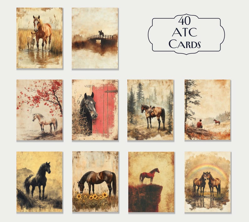 40 Horses Junk Journal Kit, Printable Horse Ephemera Pages, Rustic ...