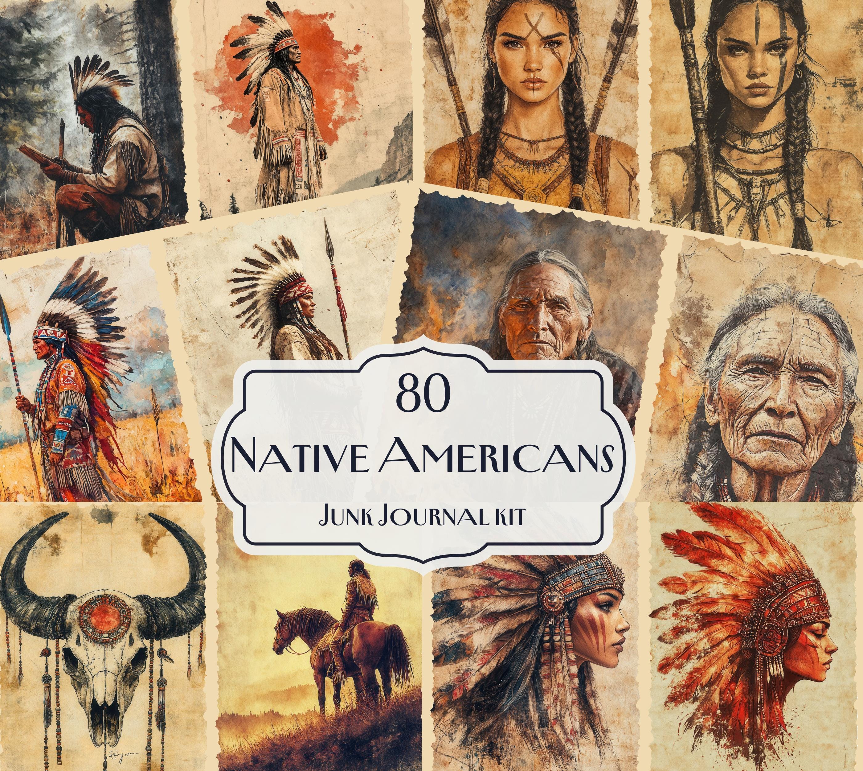 80 Indigenous Peoples Junk Journal Kit, Tribal Heritage Digital Papers ...