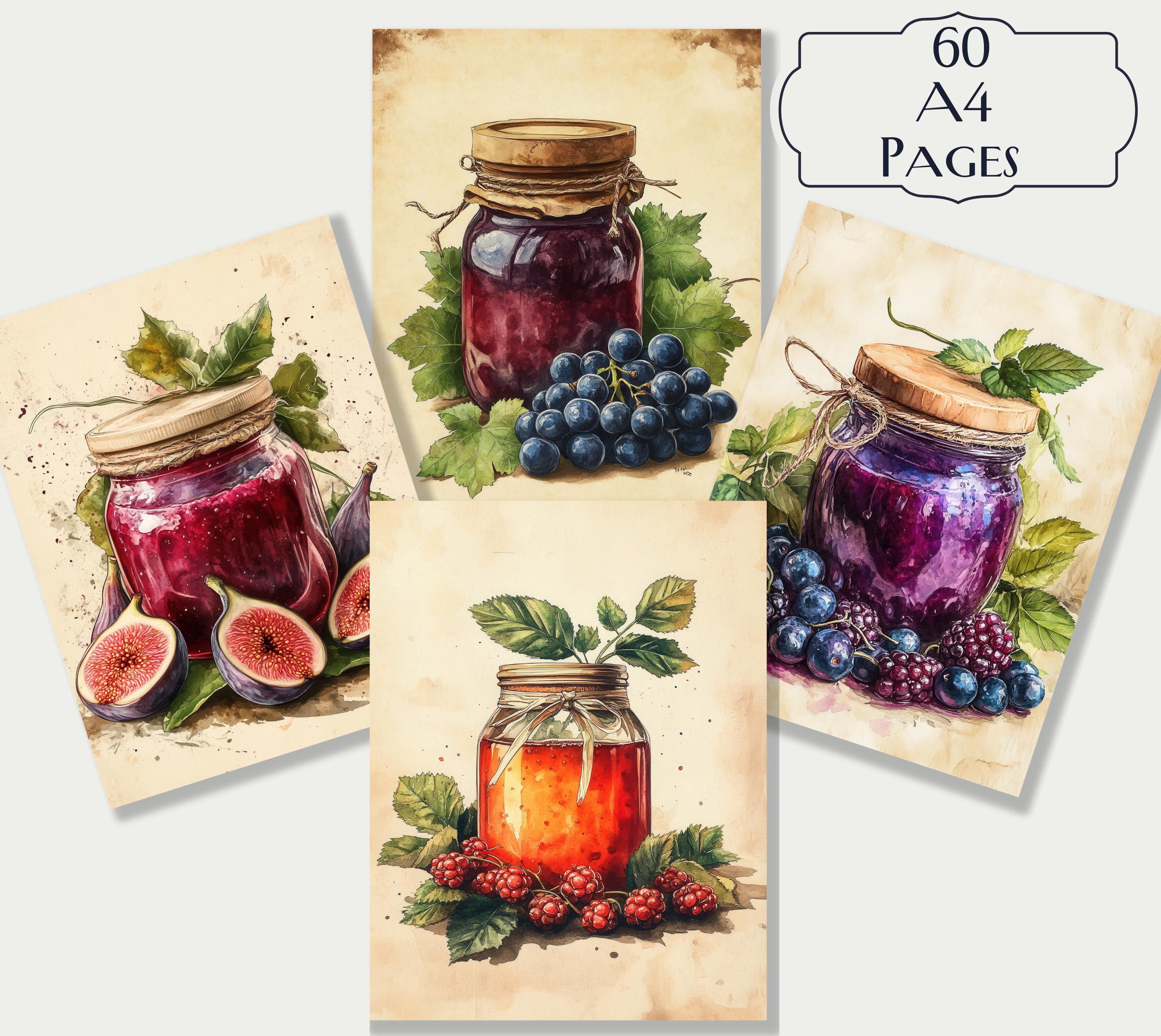 60 Jams Junk Journal Kit, Fruity Preserve Printables, Vintage Kitchen ...