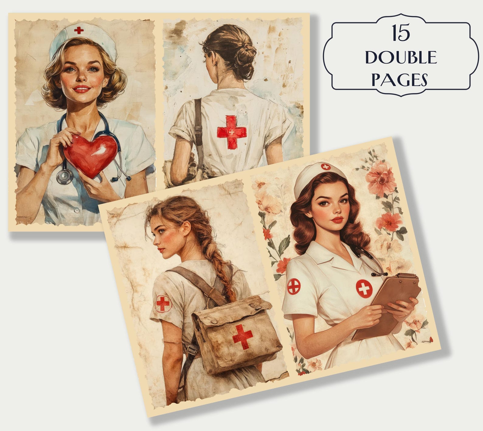 30 Nurse Junk Journal Kit, Vintage Medical Digital Papers, Retro Nurse ...
