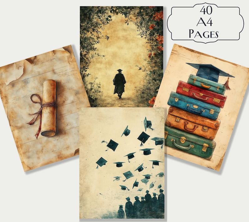 40 Graduation Junk Journal Kit, Grad Party Decor, Graduation Digital ...