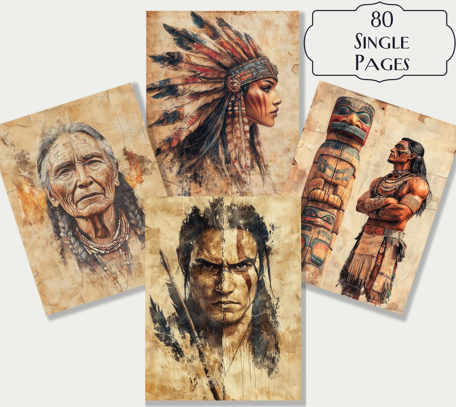 80 Indigenous Peoples Junk Journal Kit, Tribal Heritage Digital Papers ...