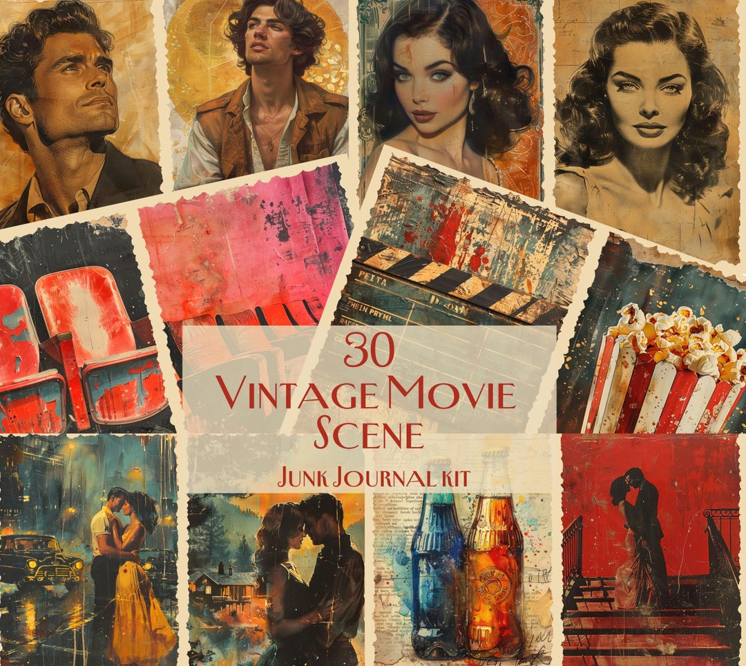 30 Vintage Movie Scene Junk Journal Kit, Movie Journal, Movie Junk ...