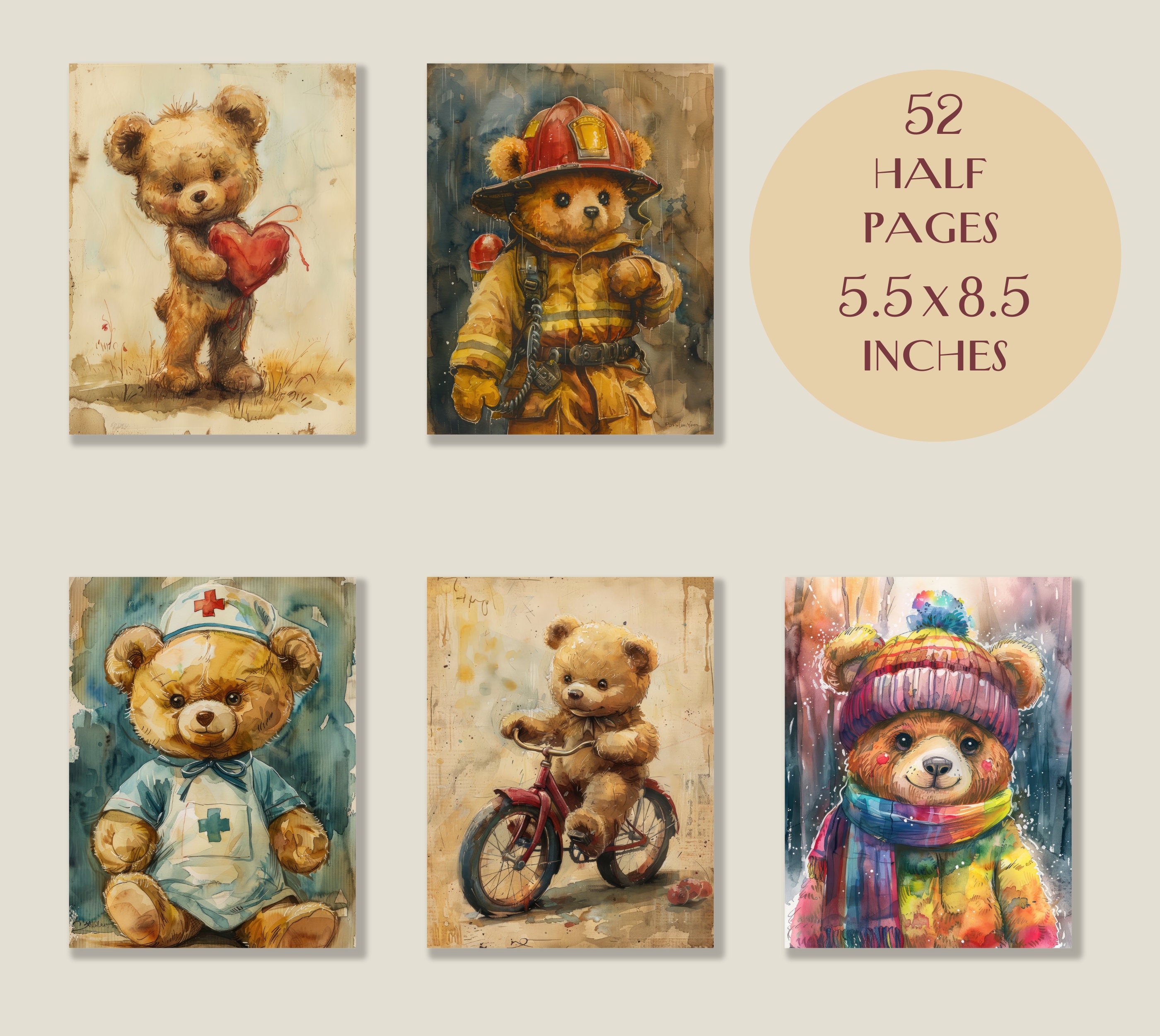 Teddy Bears Junk Journal Kit, Cute Junk Journal, Bear Journal, Nursery ...