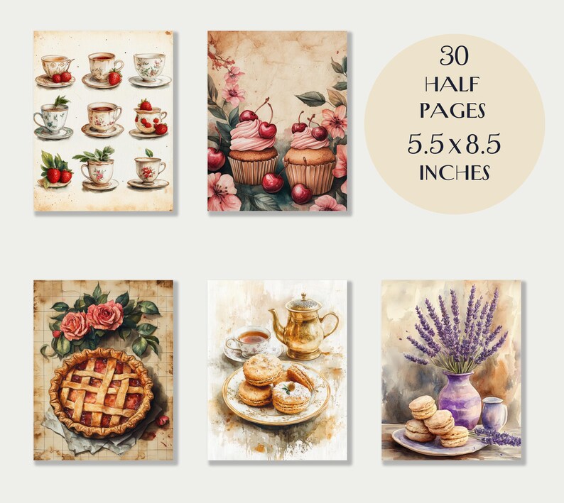 30 High Tea Junk Journal Kit, Vintage Tea Party Ephemera, Tea Cups, Tea ...