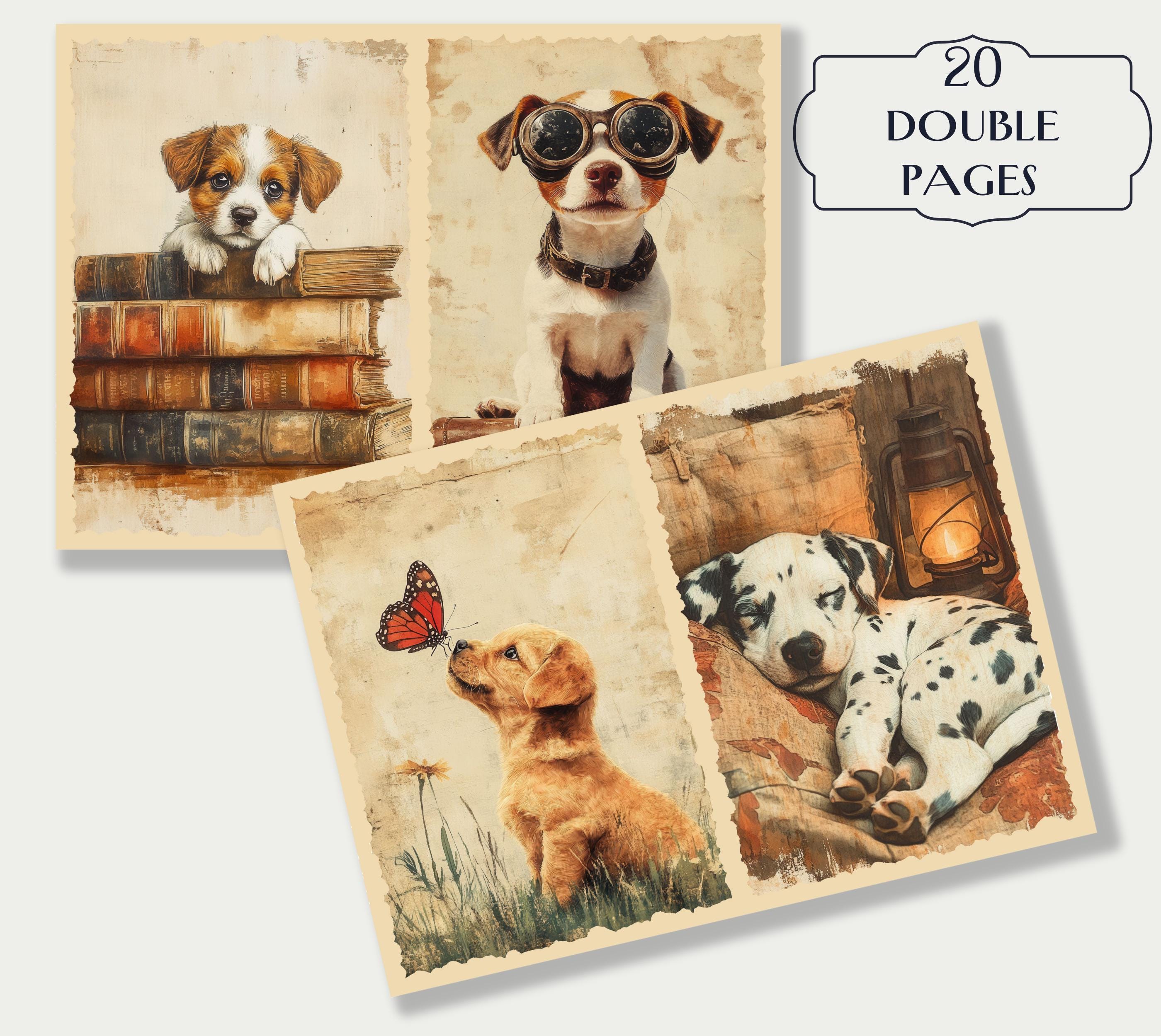 40 Puppies Junk Journal Kit, Printable Dog Ephemera Pages, Cute Puppy ...
