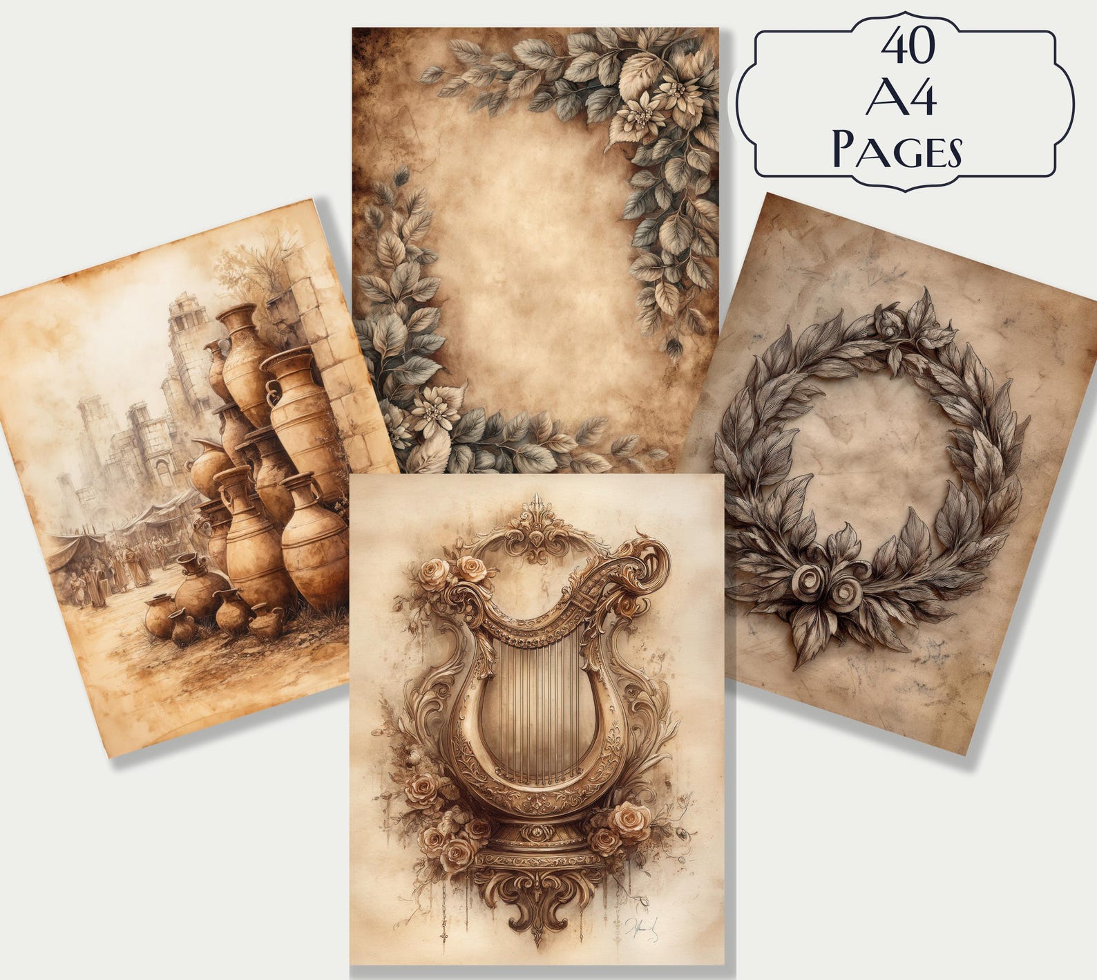 40 Ancient Rome Junk Journal Kit, Roman Empire Digital Paper, Classical ...