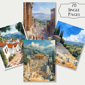 70 Ancient Greece Junk Journal Kit, Vintage Greek Architecture Ephemera ...