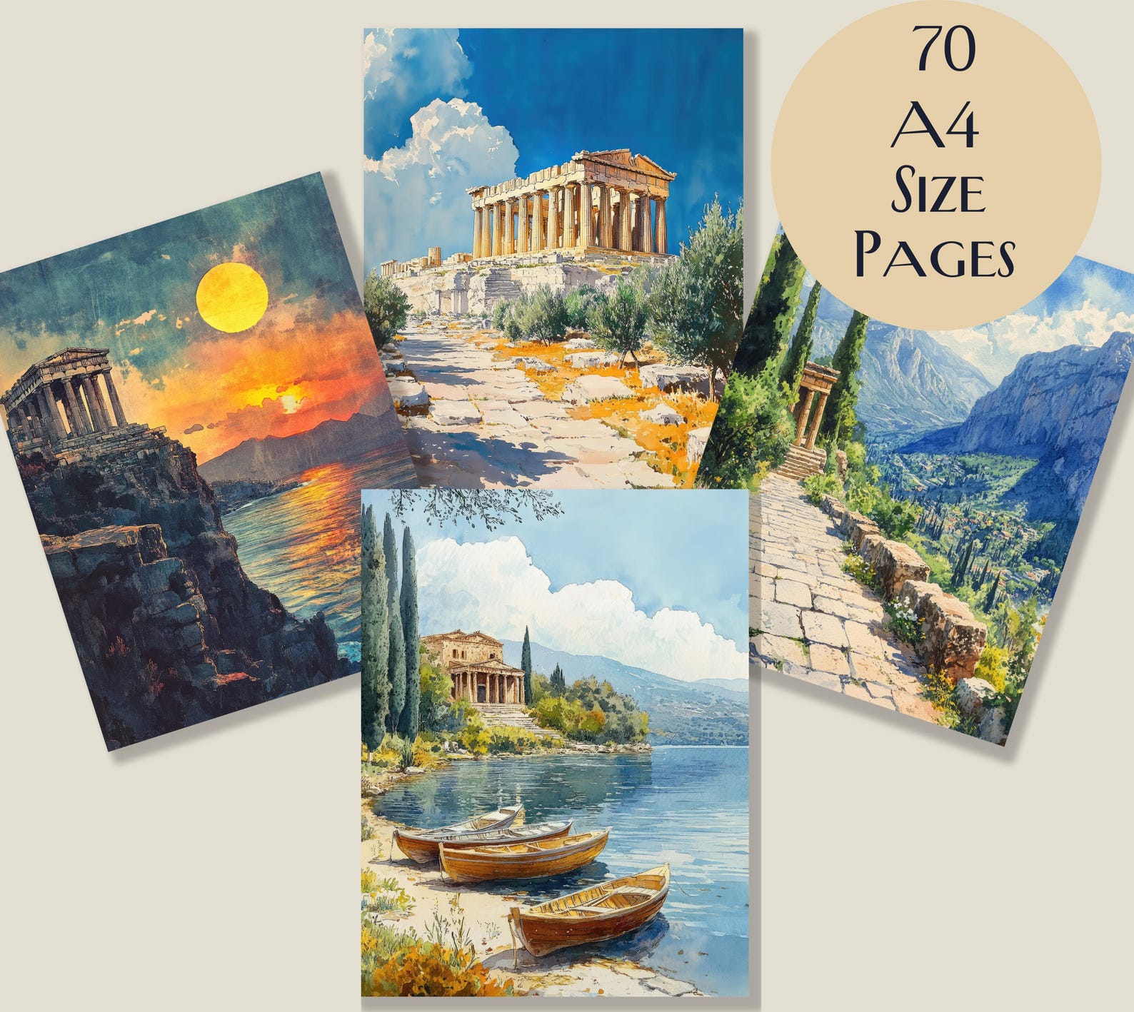 70 Ancient Greece Junk Journal Kit, Vintage Greek Architecture Ephemera ...