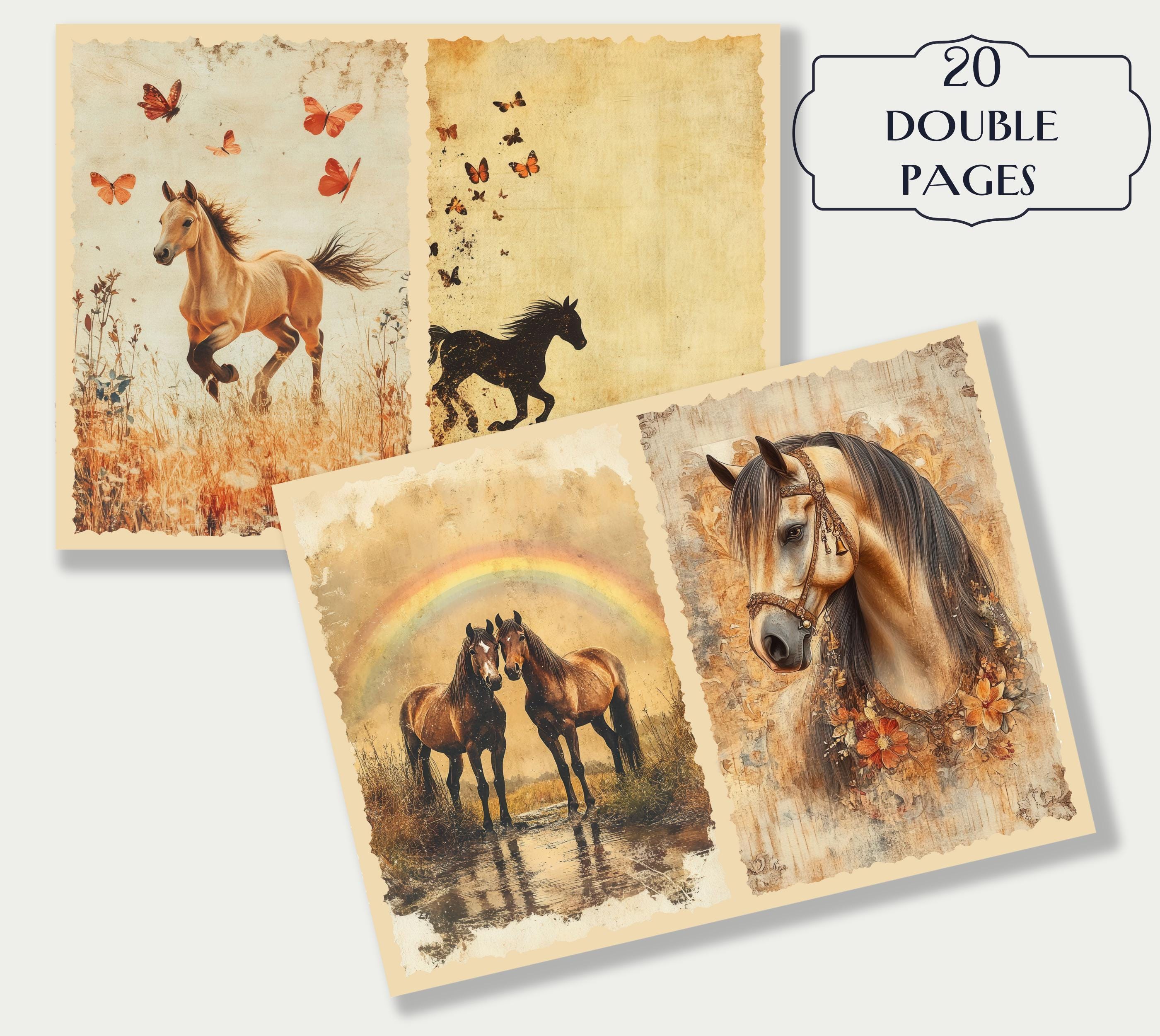 40 Horses Junk Journal Kit, Printable Horse Ephemera Pages, Rustic ...