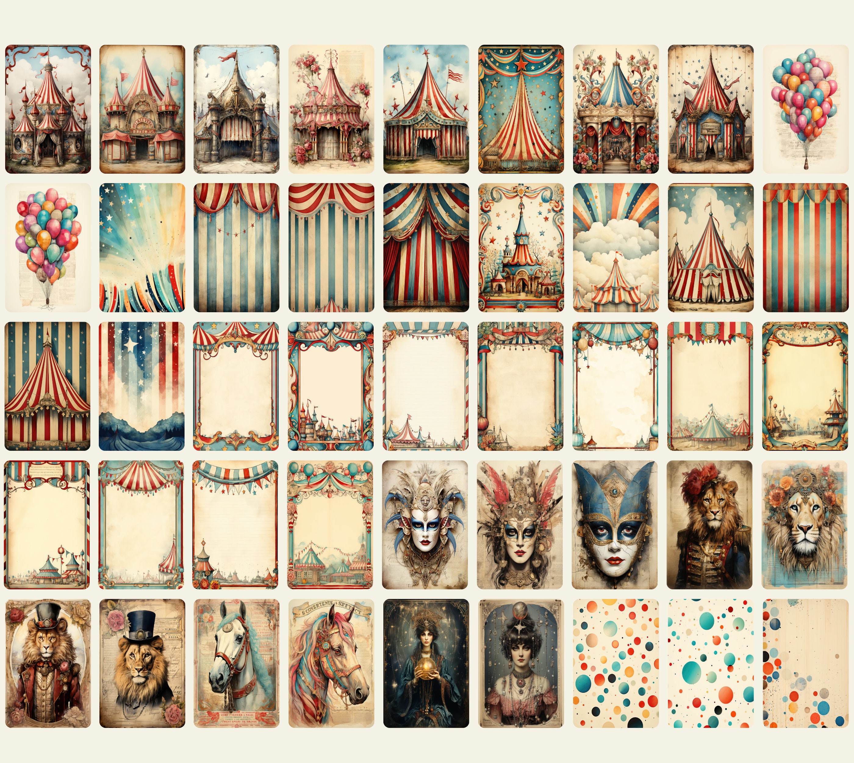 Circus Junk Journal Kit Big Bundle, Vintage Circus Junkjournaling ...