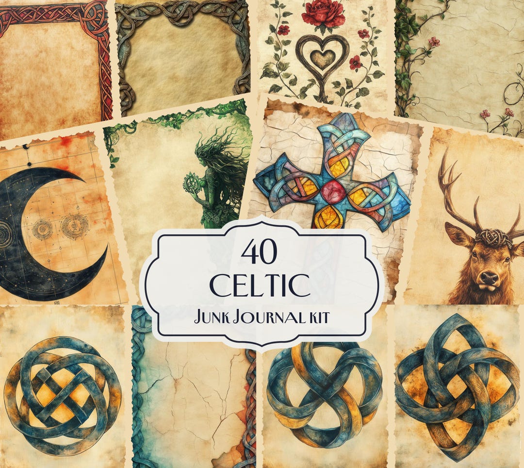 40 Celtic Junk Journal Kit, Printable Celtic Knot Ephemera, Mystical ...