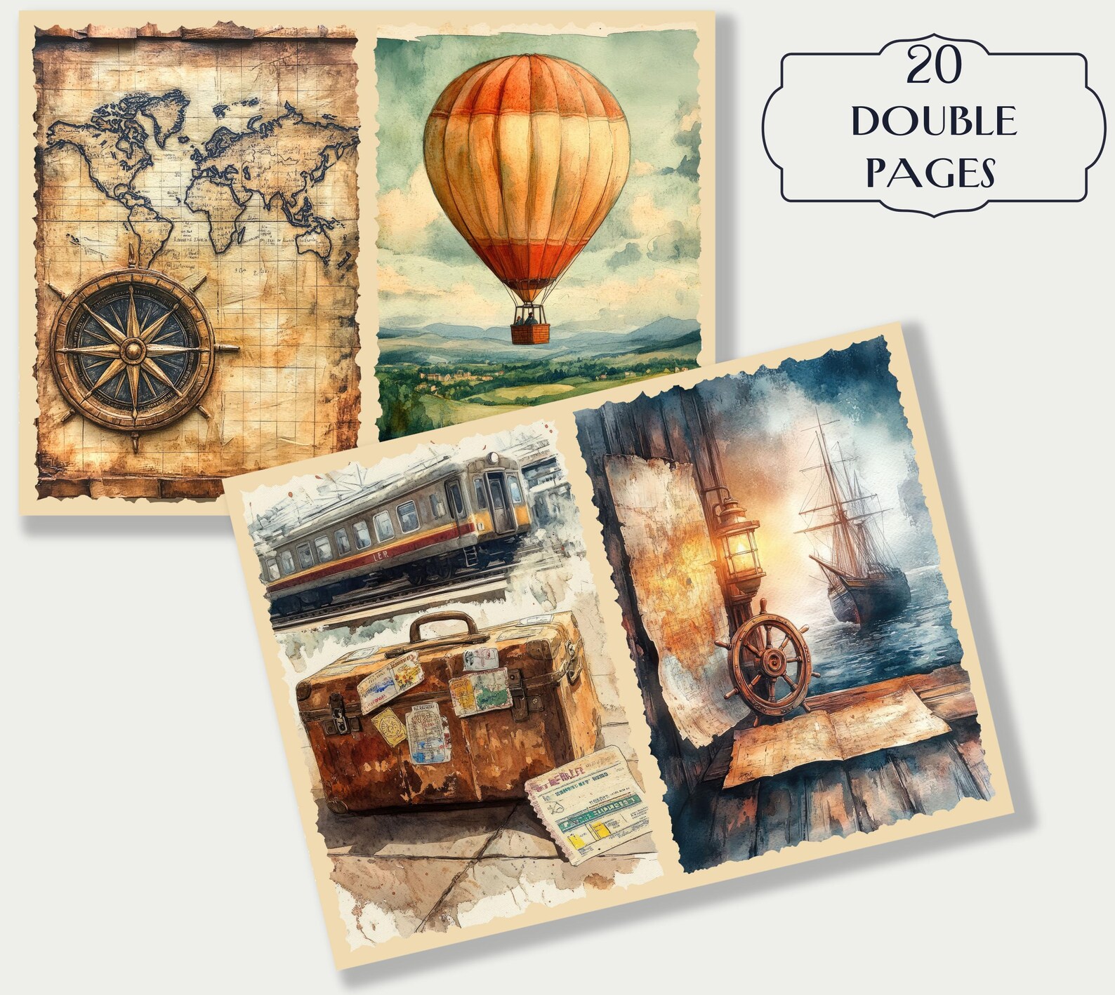 40 Travel Junk Journal Kit, Vintage Travel Junk Journal, Vintage Map ...
