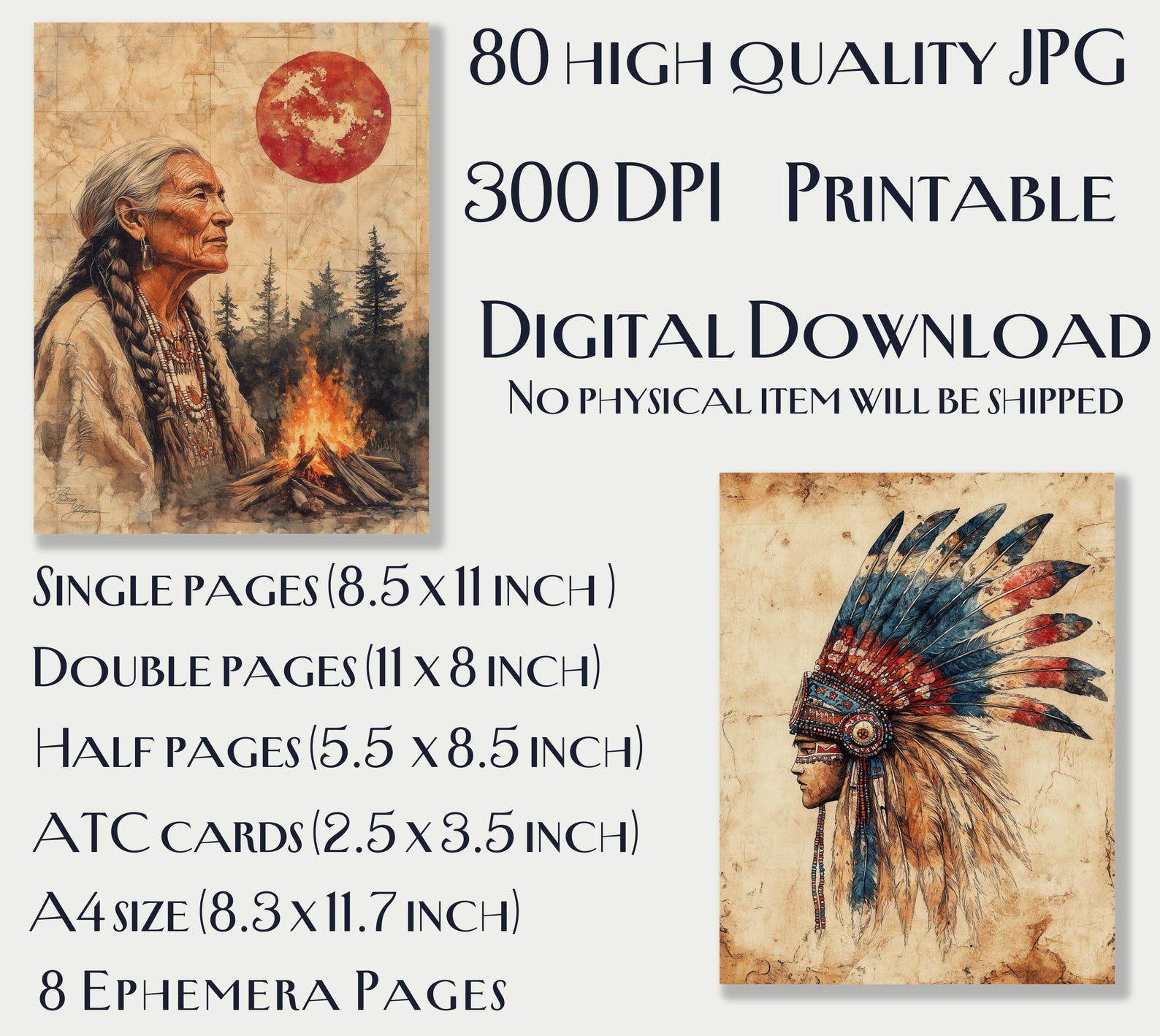 80 Indigenous Peoples Junk Journal Kit, Tribal Heritage Digital Papers ...