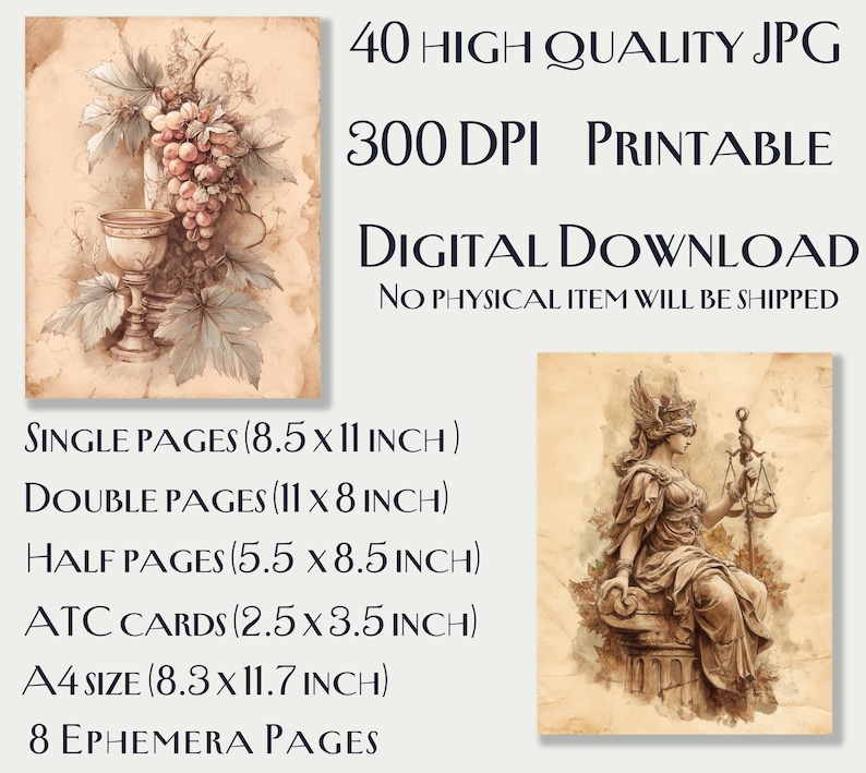 40 Ancient Rome Junk Journal Kit, Roman Empire Digital Paper, Classical ...