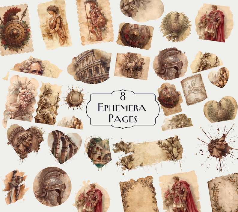 40 Ancient Rome Junk Journal Kit, Roman Empire Digital Paper, Classical ...