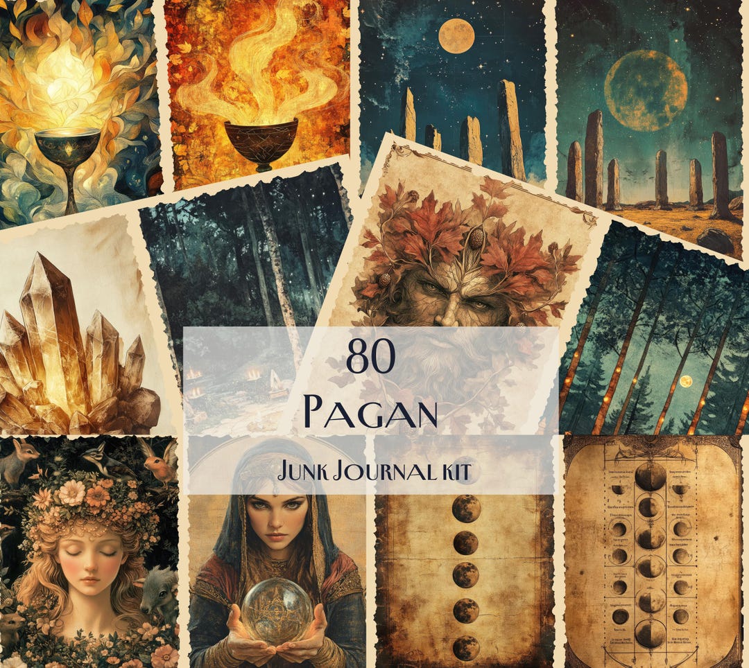 Pagan Junk Journal Kit, Mystical Digital Papers, Witchcraft and Moon ...