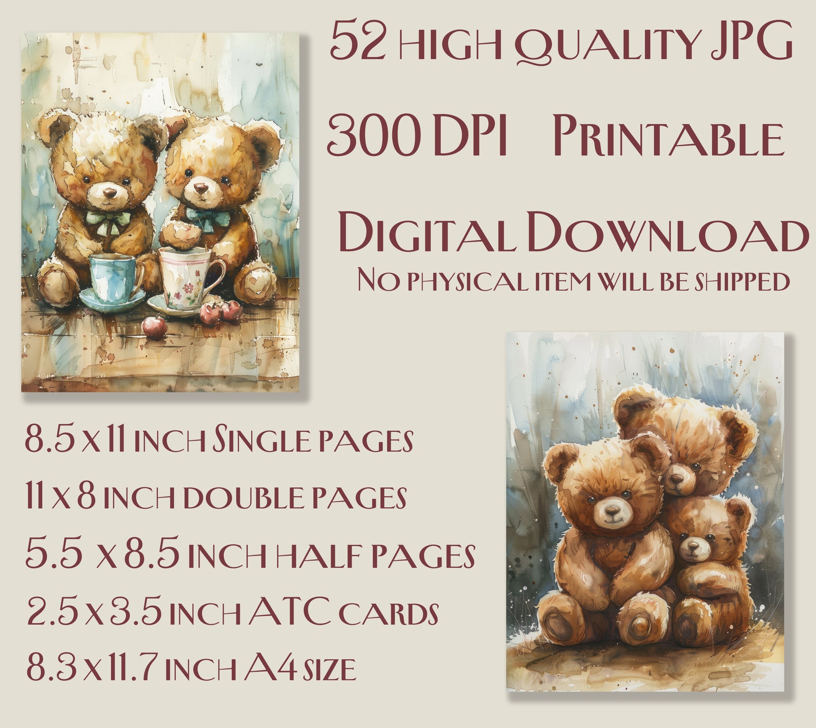 Teddy Bears Junk Journal Kit, Cute Junk Journal, Bear Journal, Nursery ...