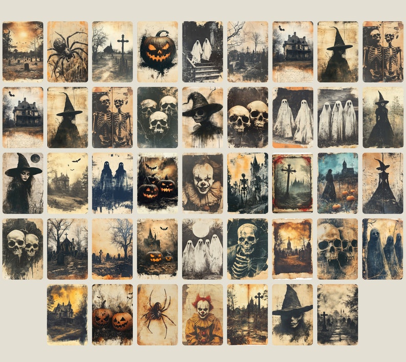 Scary Halloween Junk Journal Kit, Gothic Printable Pages, Halloween ...