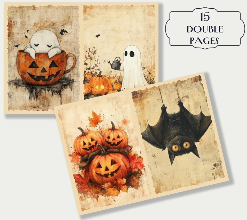30 Cute Halloween 2.0, Printable Spooky Sweet Ephemera Pages, Whimsical ...