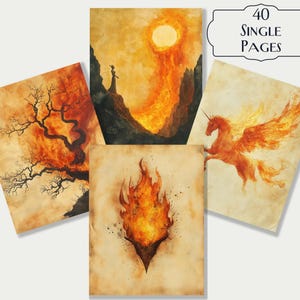 40 Elemental Fire Junk Journal Kit, Elemental Fire Printables, Flame ...