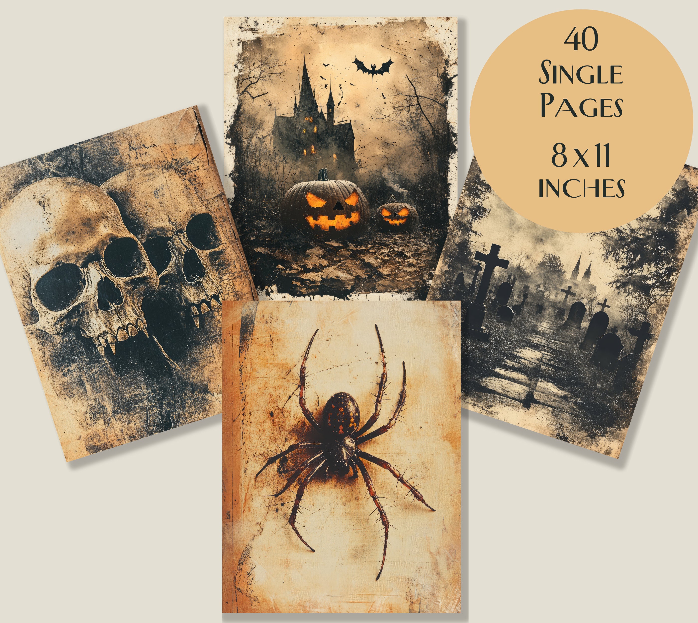 Scary Halloween Junk Journal Kit, Gothic Printable Pages, Halloween ...
