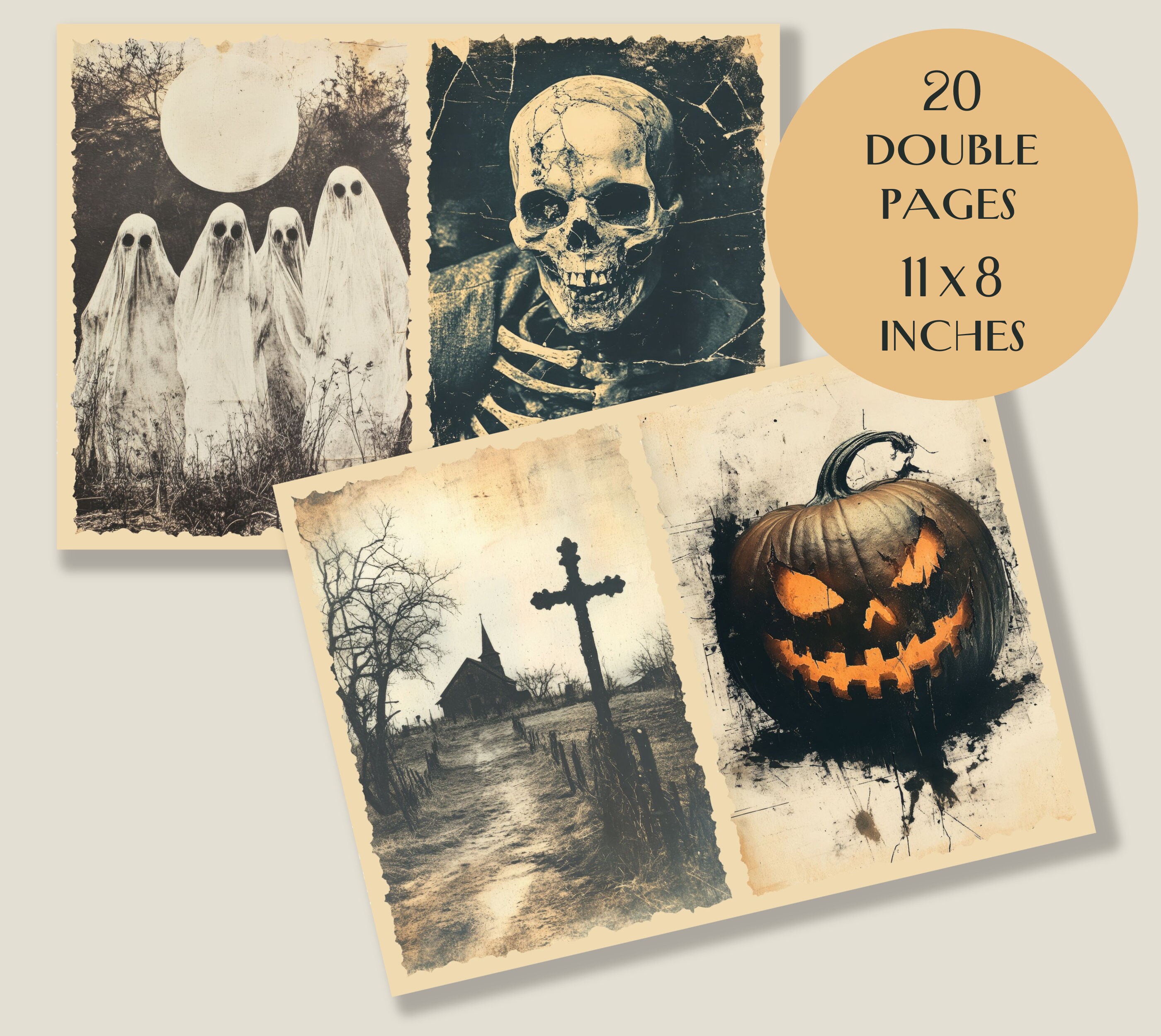 Scary Halloween Junk Journal Kit, Gothic Printable Pages, Halloween ...
