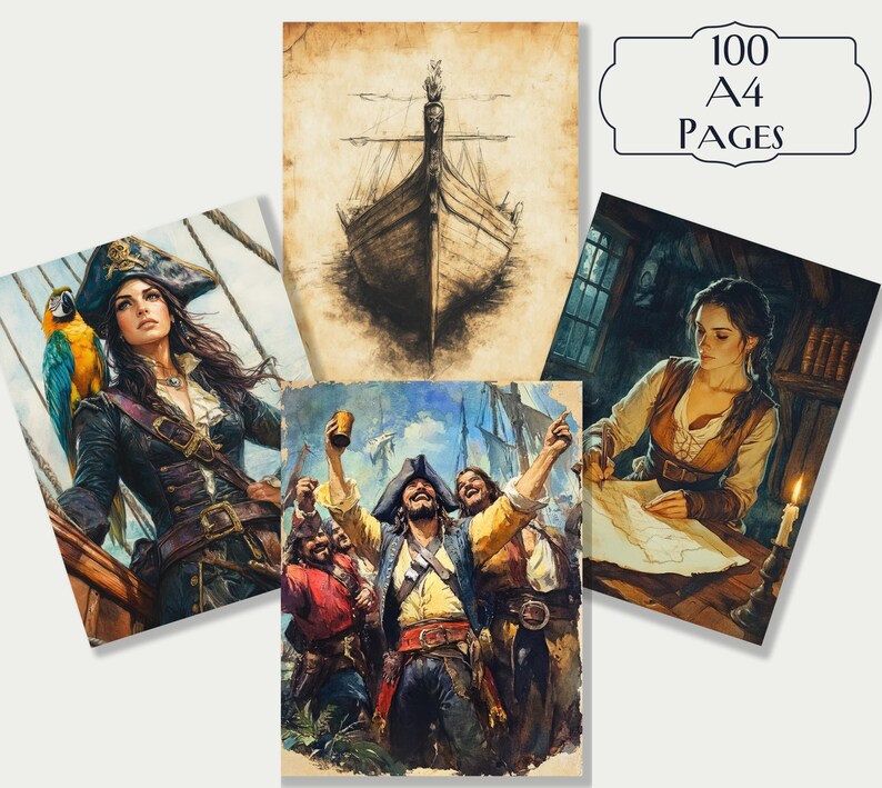 Pirate Junk Journal Kit, Pirate Digital Papers, Vintage Pirate Maps ...
