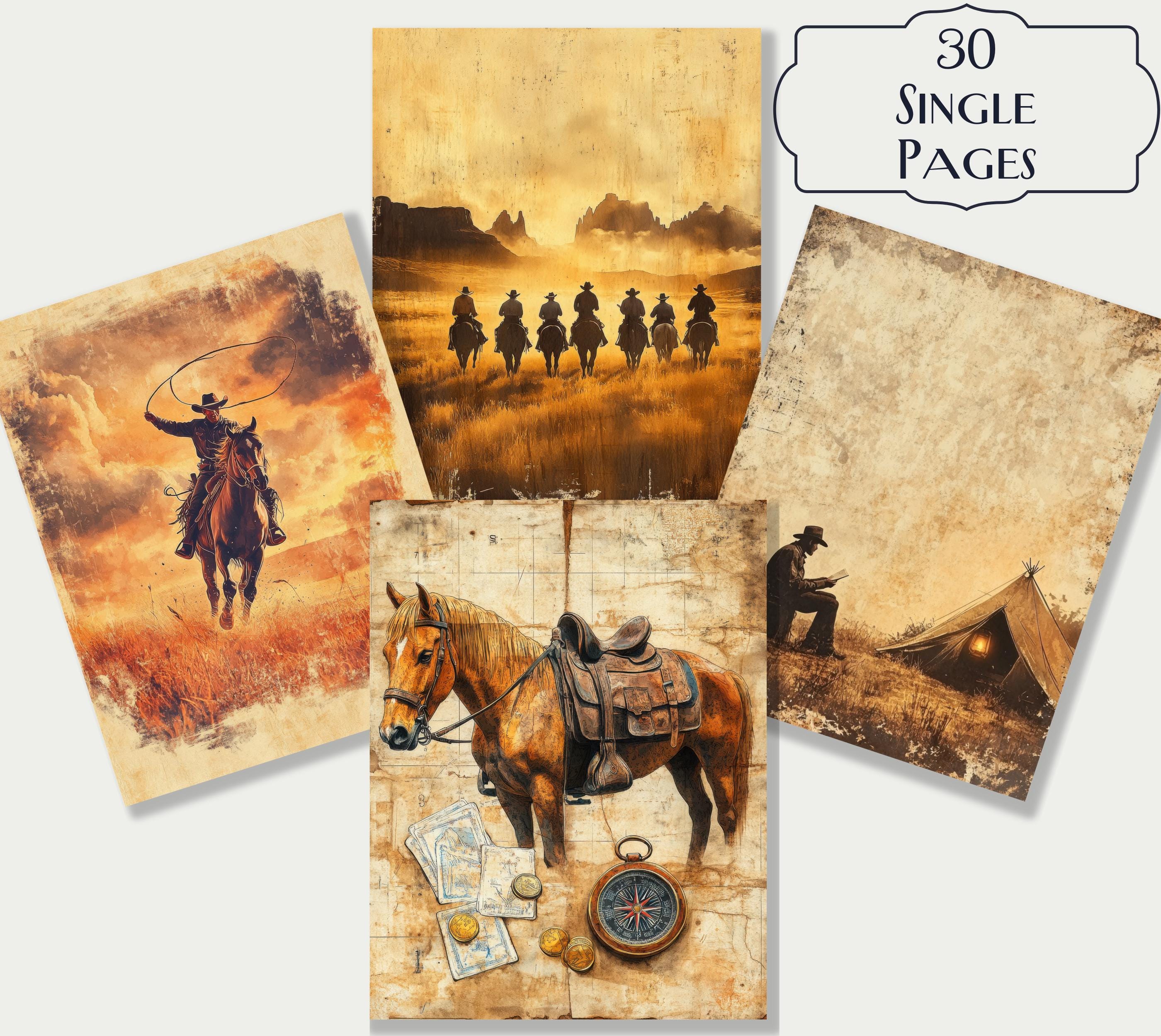 30 Cowboys Junk Journal Kit, Printable Western Ephemera Pages, Vintage ...