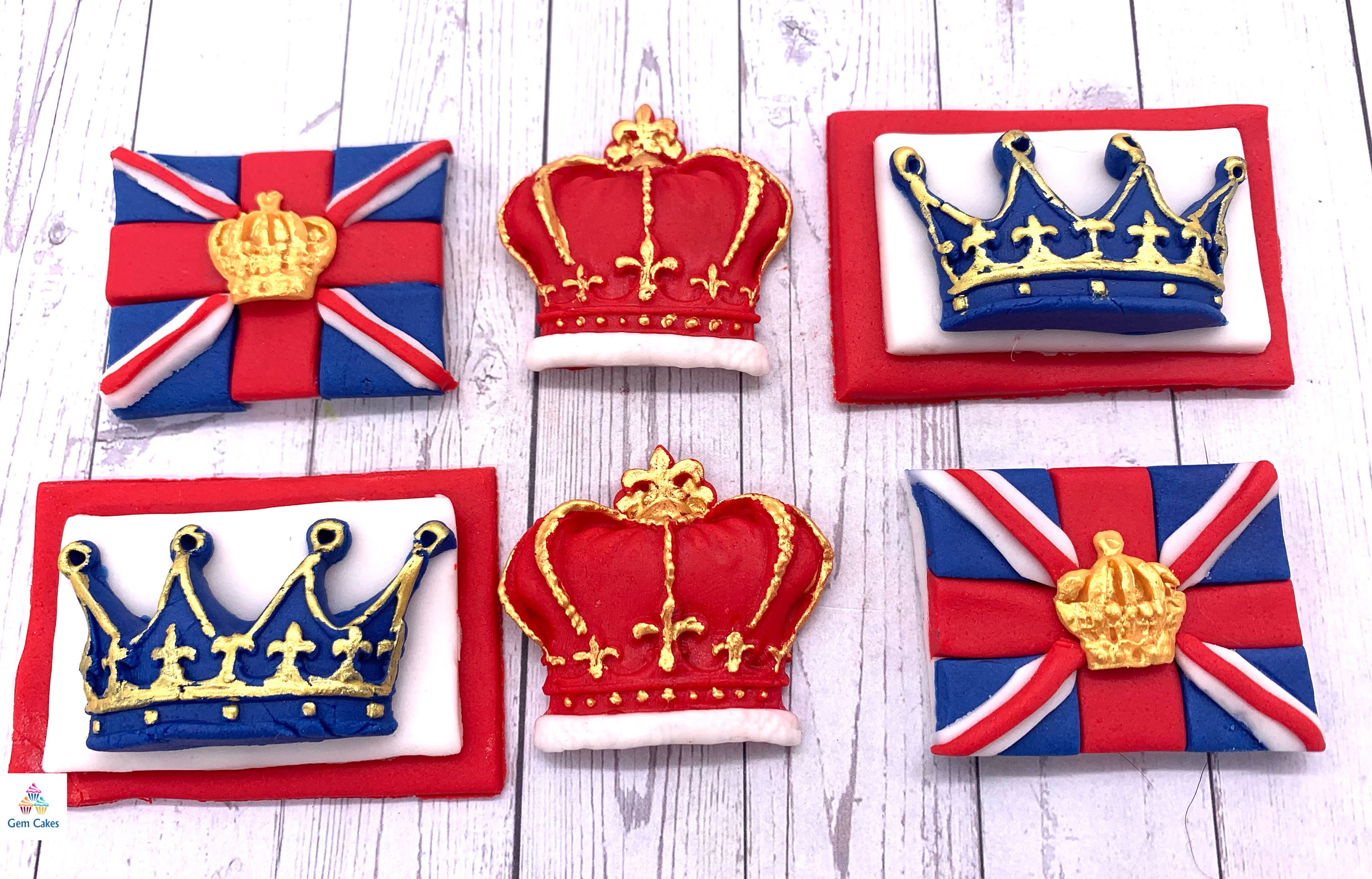 Edible Crowns & Flags Fondant Sugar Cupcake Toppers Cake - Etsy UK