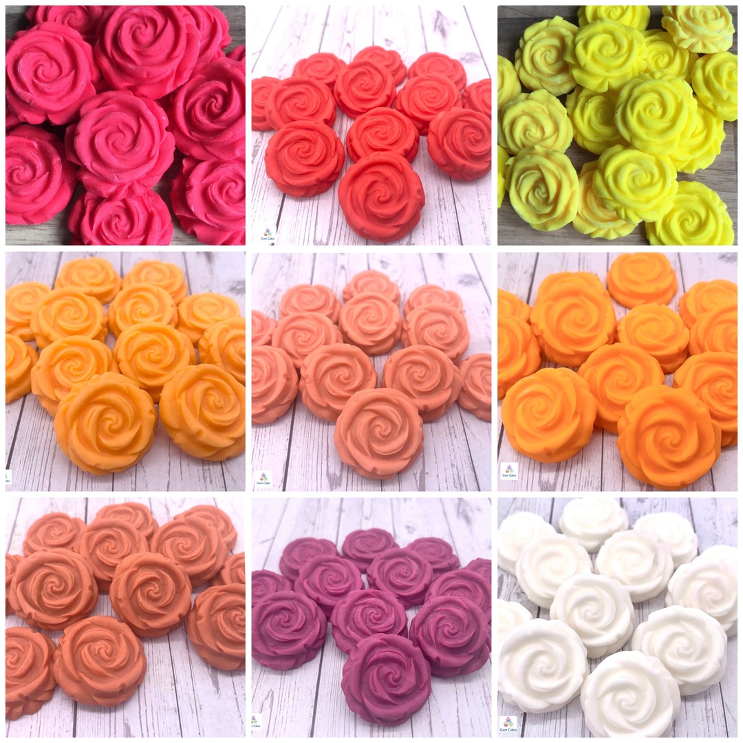 Edible Roses Flowers Cake Decorations & Cupcake Toppers Edible Sugar ...
