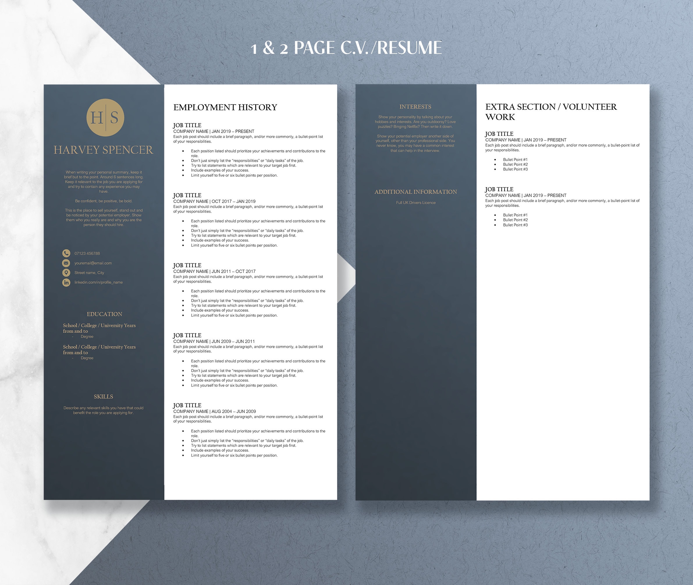 Clean, Fresh, Simple C.V. Resume Template the SPENCER - Etsy