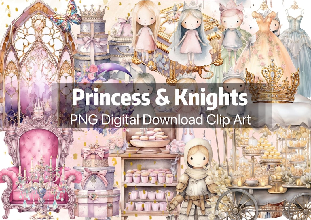 Princess & Knights Clip Art PNG Watercolour Commercial - Etsy