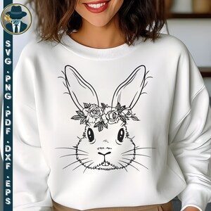 Bunny Flower Svg, Easter Bunny Svg, Rabbit Svg, Easter Svg, Rabbit Svg ...