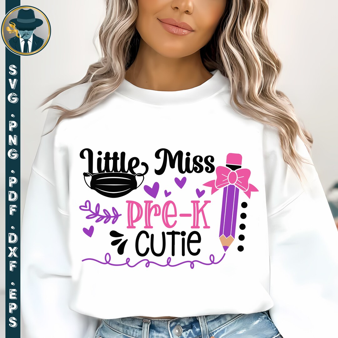 Little Miss Pre-k Cutie Svg, Back to School Svg, Pre-k Shirt Design ...