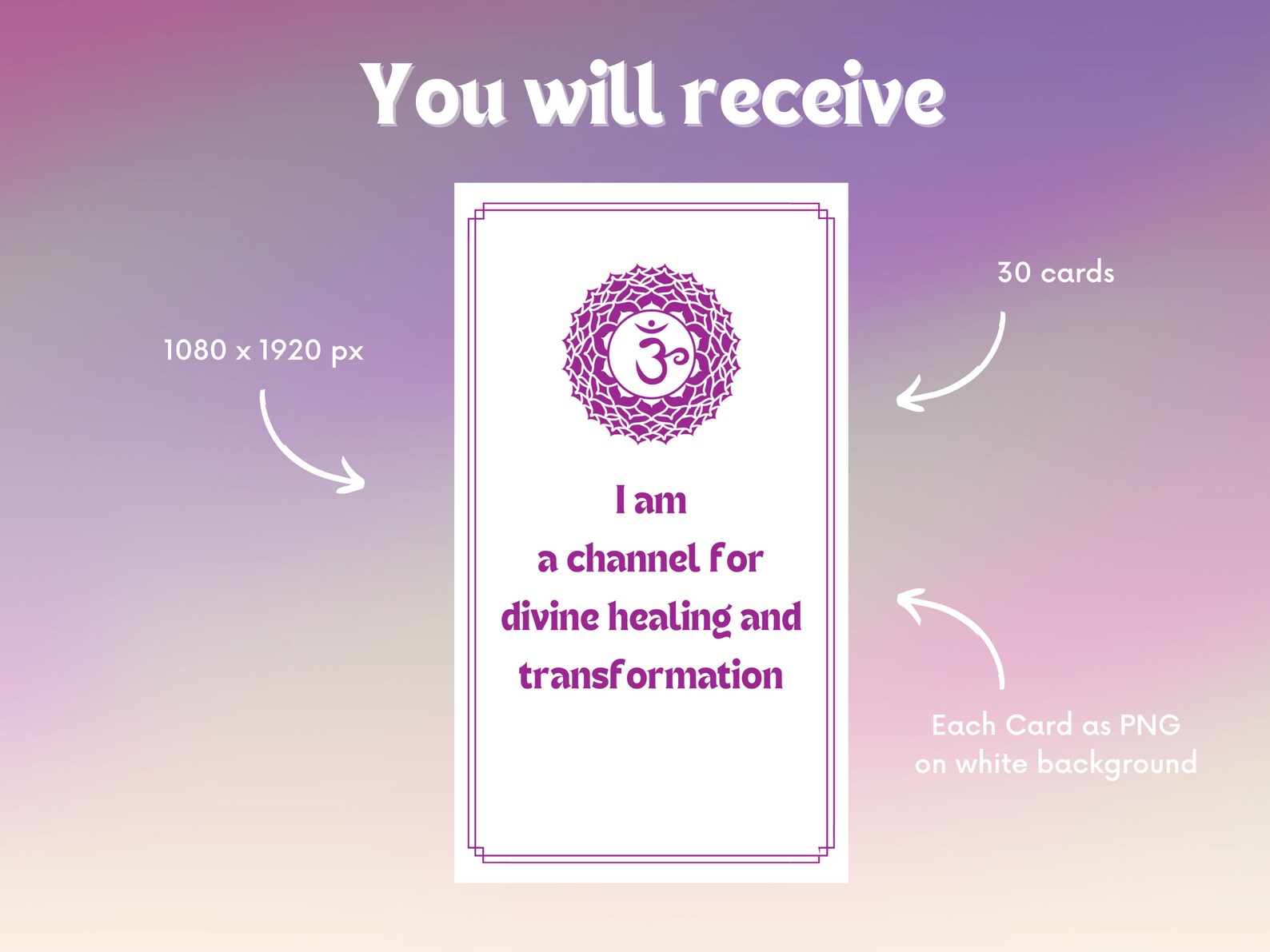 30 Crown 7th Chakra Daily Affirmation Cards | Printable Digital ...