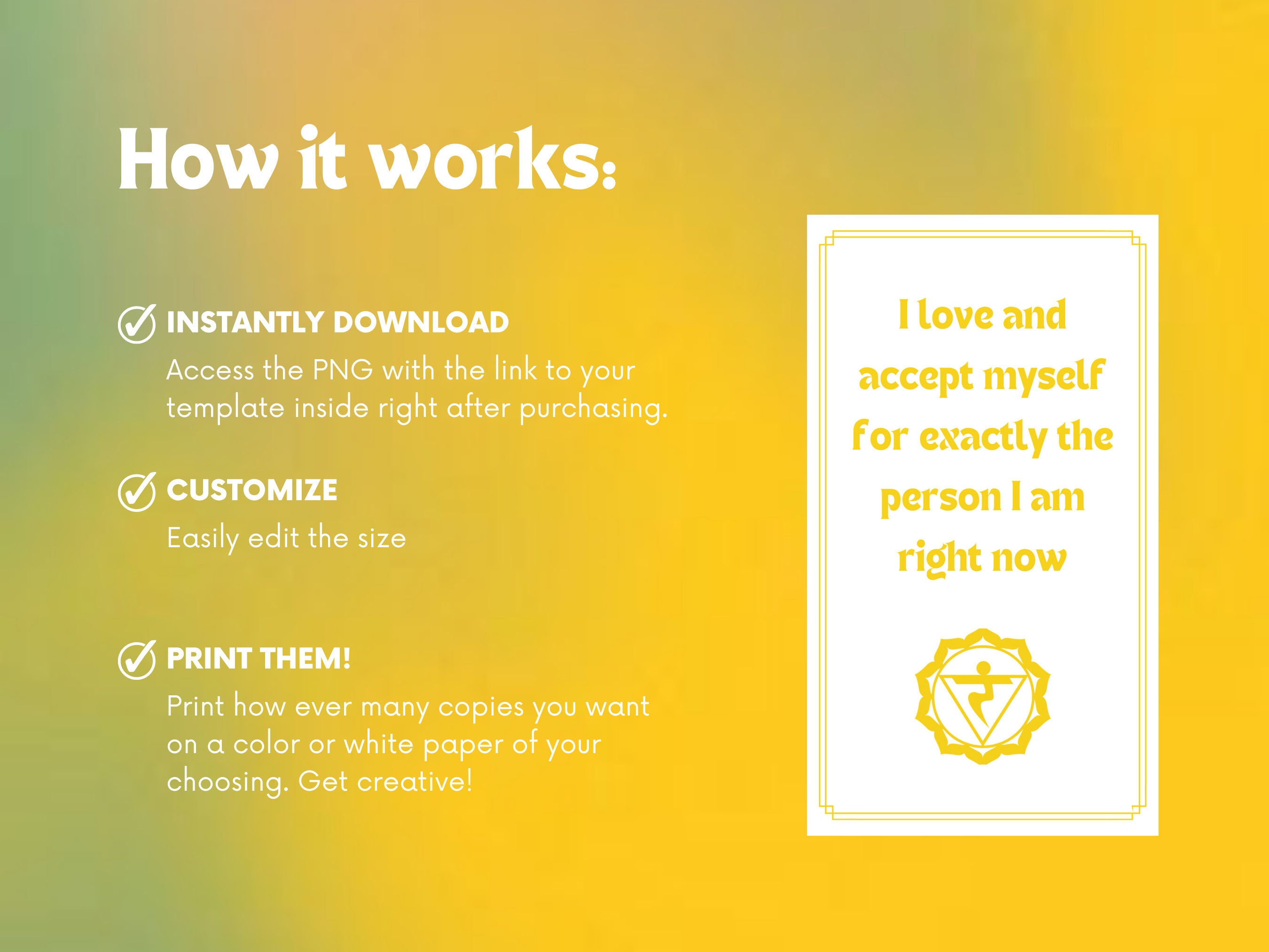 30 Solar Plexus Chakra Daily Affirmation Cards | Printable Digital Minimalist Cards for ...