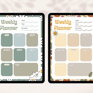 Weekly Retro 70s Hippy Calendar | Productivity Digital Printable ...