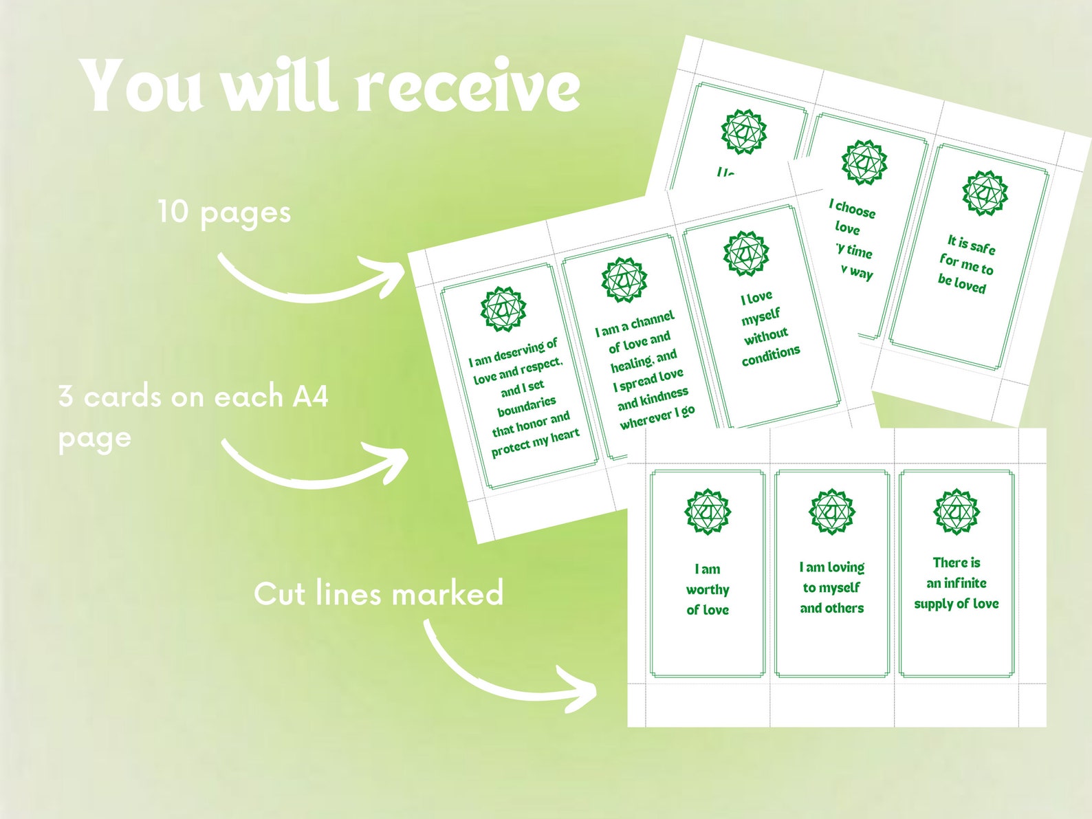 30 Heart Chakra Daily Affirmation Cards | Printable Digital Minimalist ...