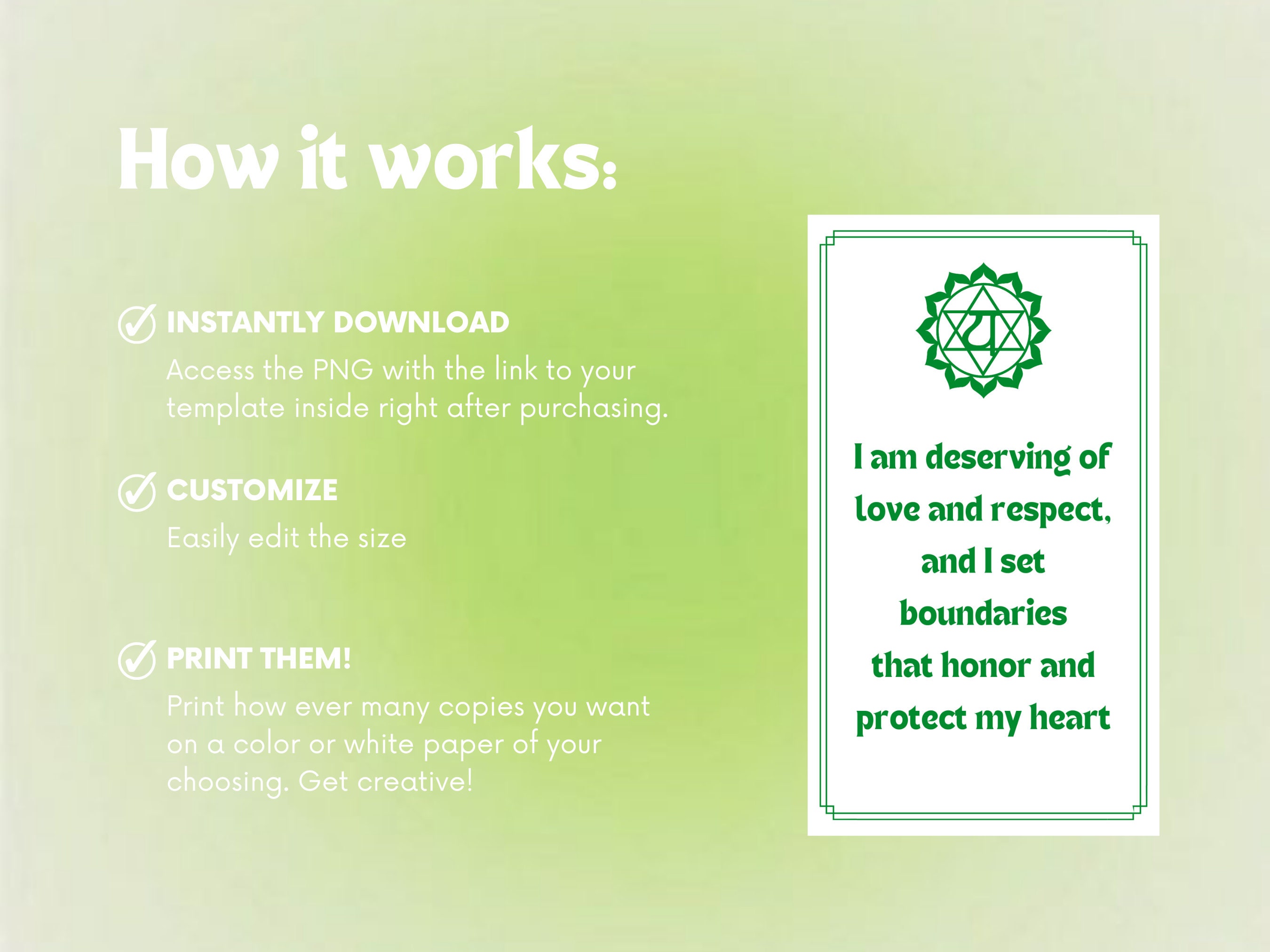 30 Heart Chakra Daily Affirmation Cards | Printable Digital Minimalist ...