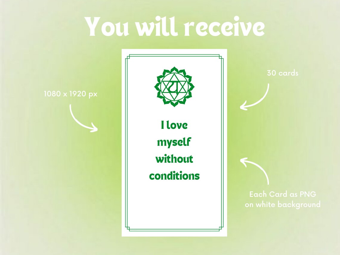 30 Heart Chakra Daily Affirmation Cards | Printable Digital Minimalist ...