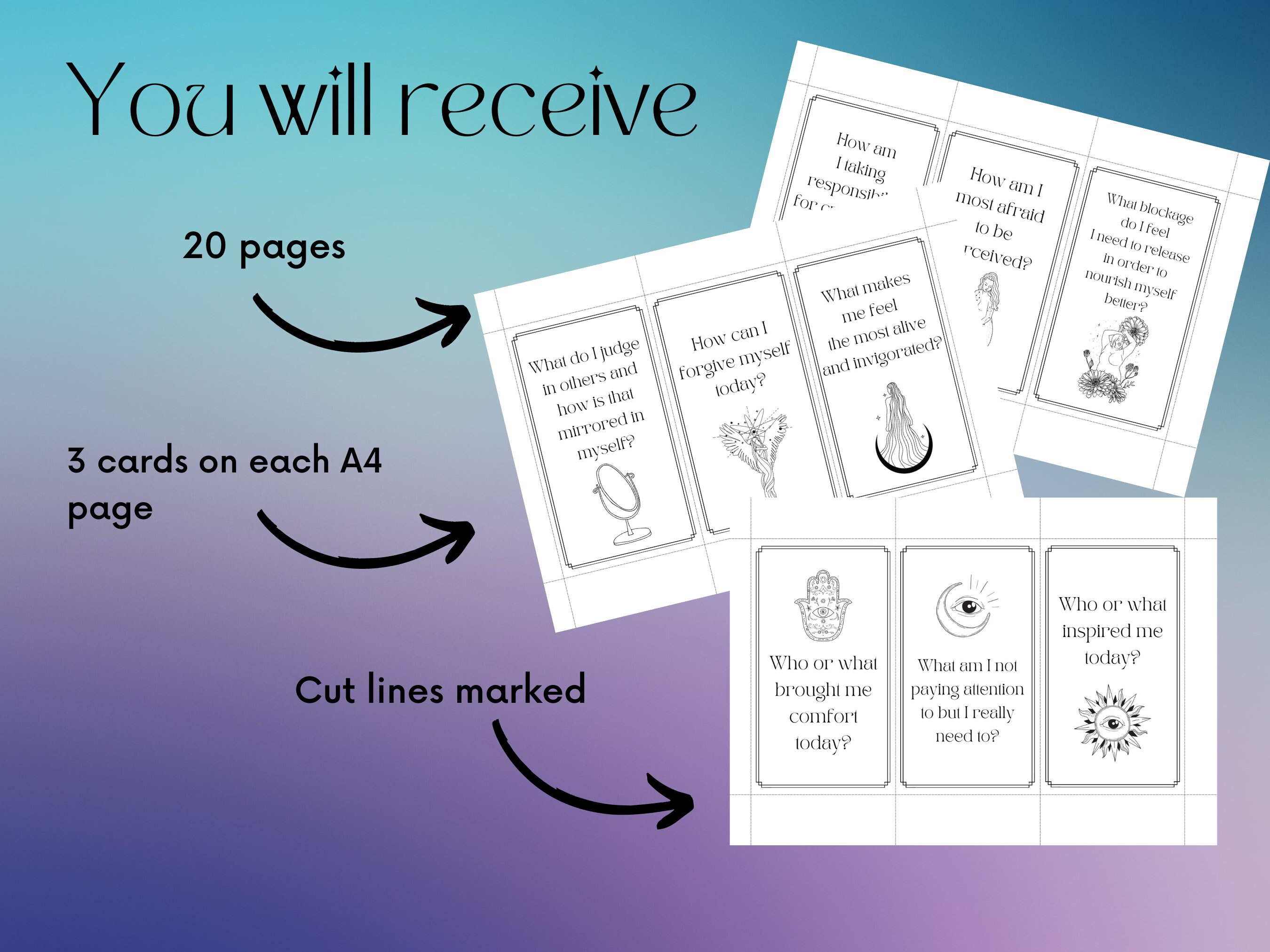 60 Digital Daily Question Cards for Journaling Self-discovery, Deep ...