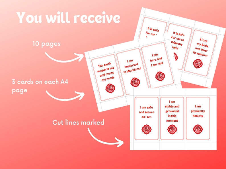 30 Root Chakra Daily Affirmation Cards | Printable Digital Minimalist ...