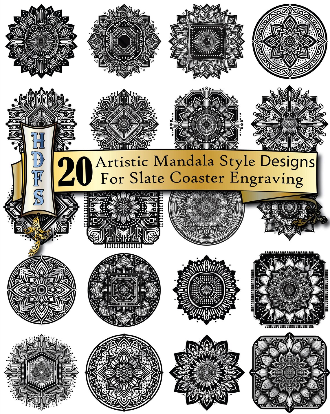 Artistic Mandala Circuit Collection, Bundle, Laser Ready PNG Files for ...