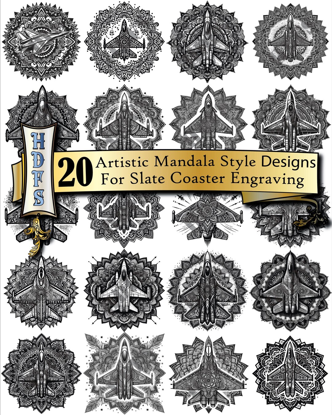 Artistic Mandala Air Force Inspired Collection, Bundle, Laser Ready PNG ...