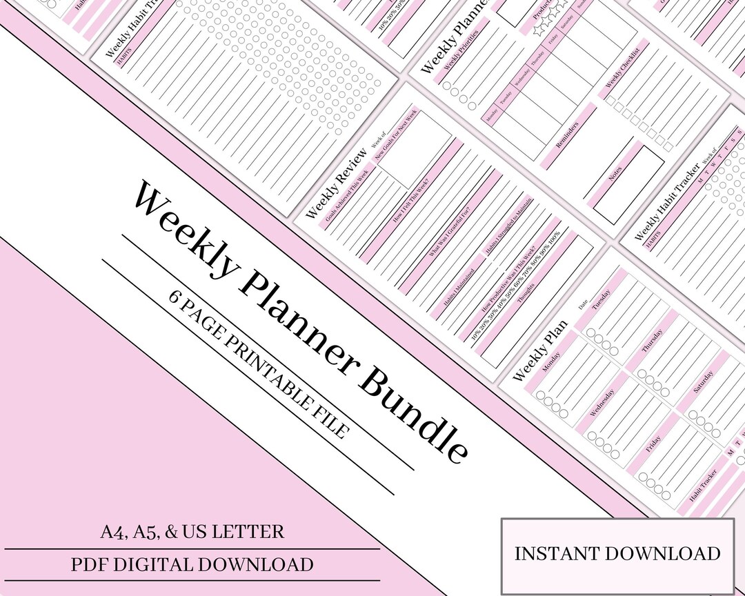 Weekly Planner Bundle, Weekly Planner, Weekly Habit Tracker, To-do List ...