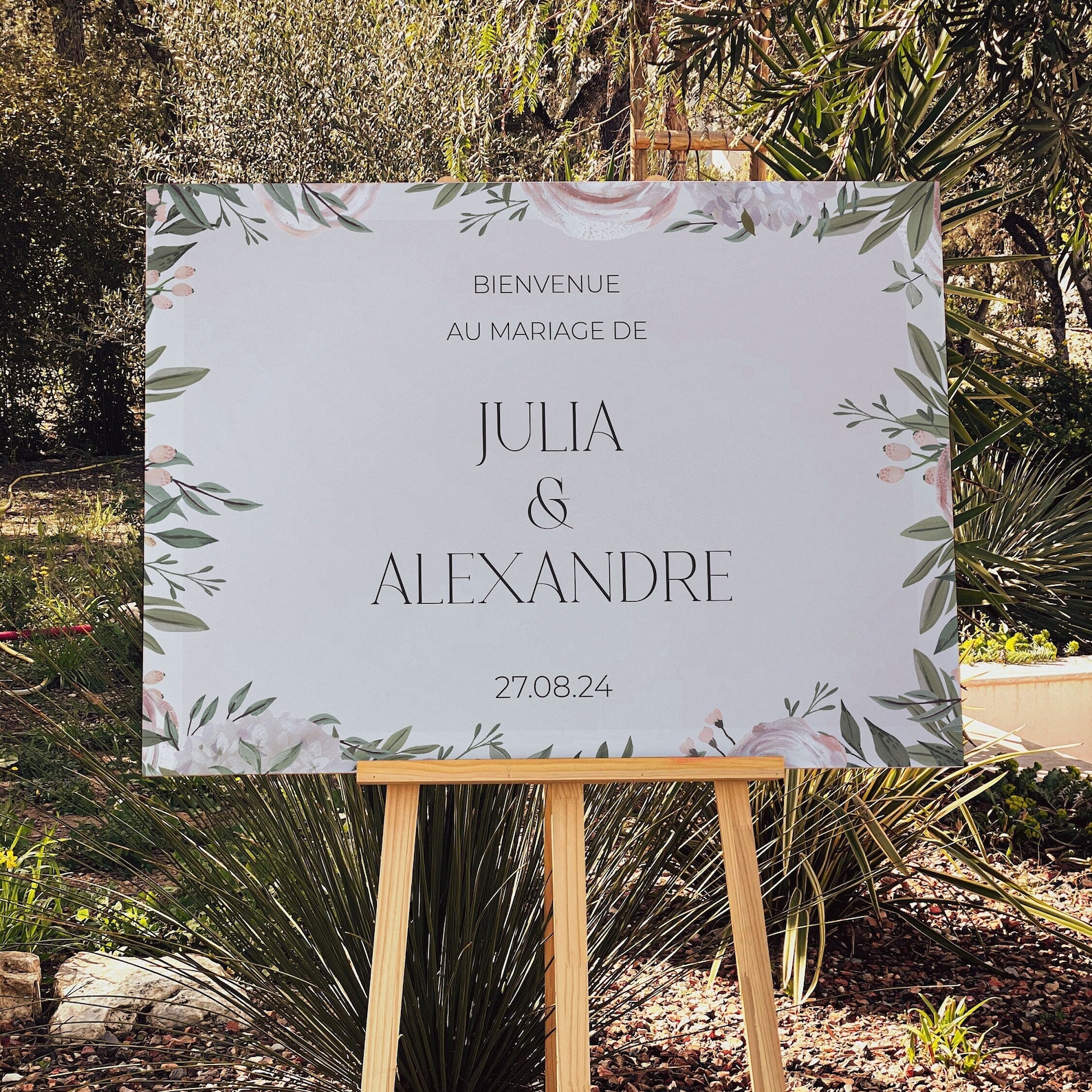 ROSA Wedding Welcome Sign | Pink Flower Theme Wedding Ceremony Sign ...