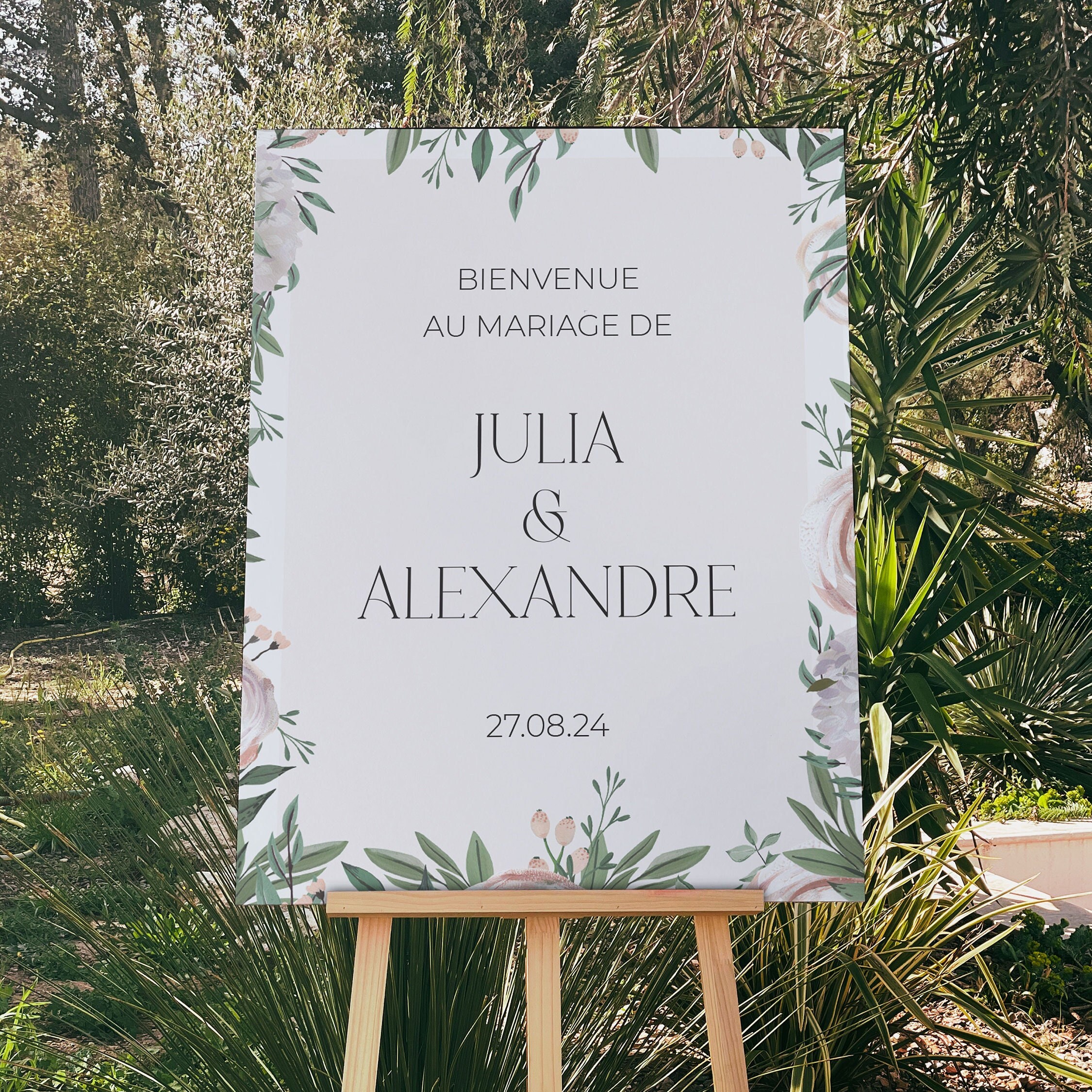 ROSA Wedding Welcome Sign | Pink Flower Theme Wedding Ceremony Sign ...